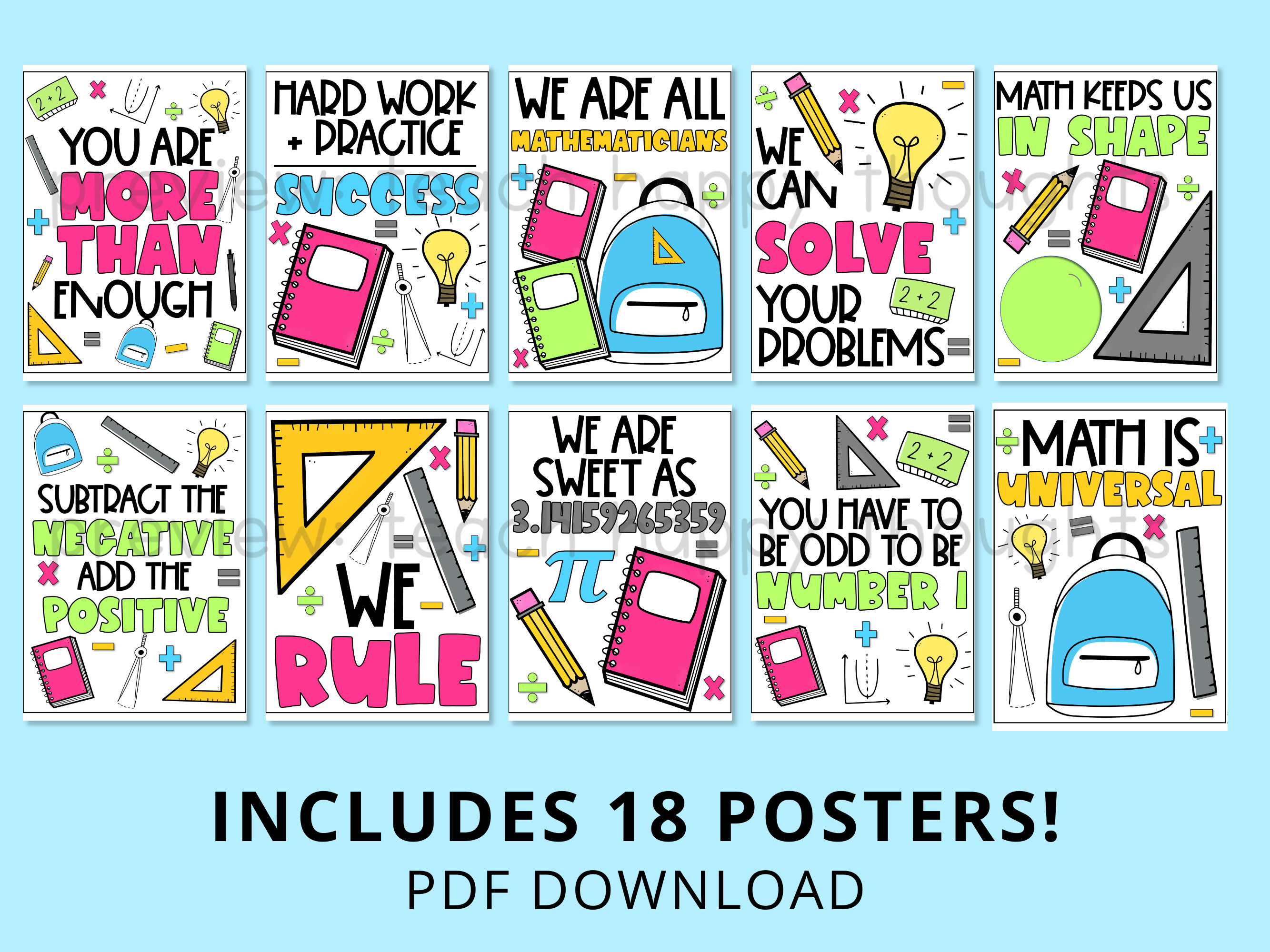 18 MATHS CLASSROOM POSTERS Math Teacher Class Classroom - Etsy