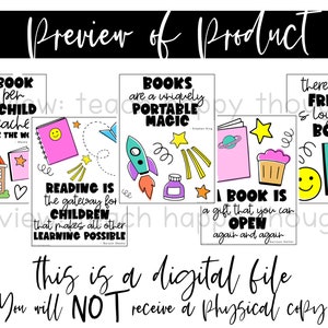 20 READING LIBRARY LITERACY Posters for Classroom Kids - Etsy