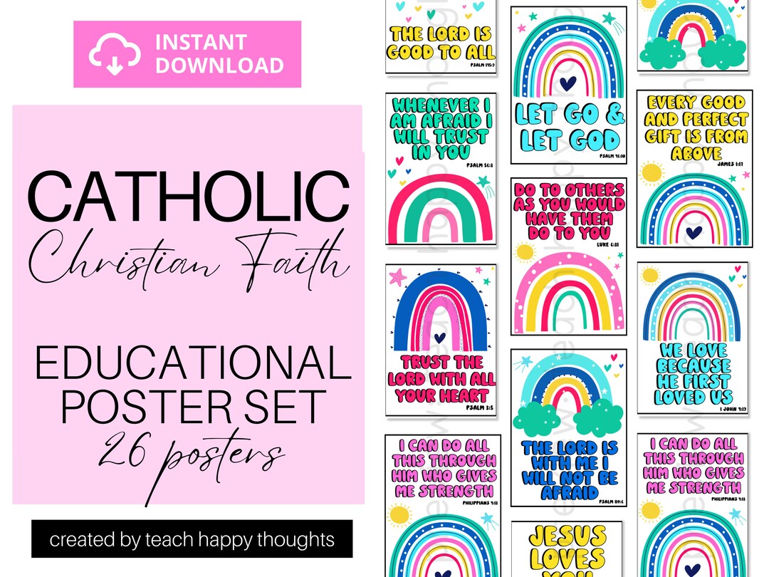 26 Faith Christian Catholic Inspirational Religious CLASSROOM POSTER ...