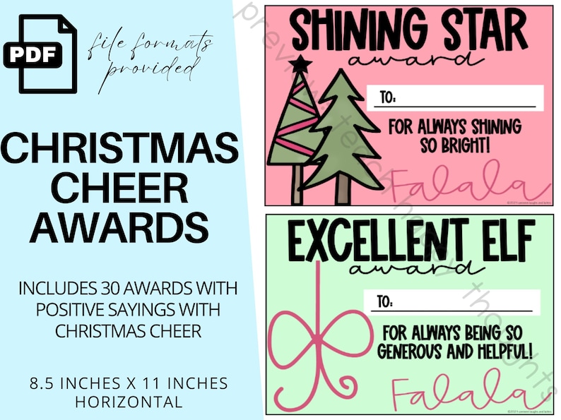 CHRISTMAS CHEER Holiday Santa Awards | 30 Pre-made Certificates | No ...