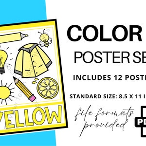 12 COLOR Classroom Poster Set - 12 POSTERS | Primary Secondary Colours ...
