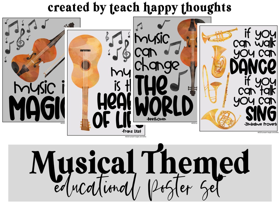 18 MUSIC Instruments CLASSROOM POSTERS Poster Set Positive - Etsy