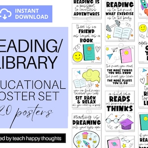 20 READING | LIBRARY | LITERACY Posters for Classroom, Kids Room or ...