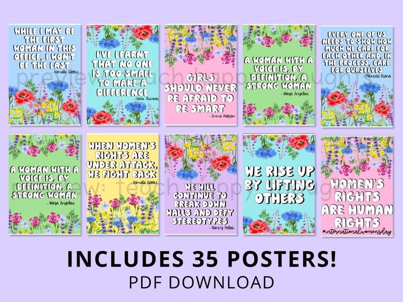 35 Classroom POSTERS Poster Set Feminism Women's Day Empowerment ...