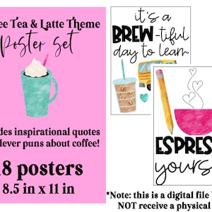 18 Coffee & Tea CLASSROOM POSTERS Learning Reading - Etsy