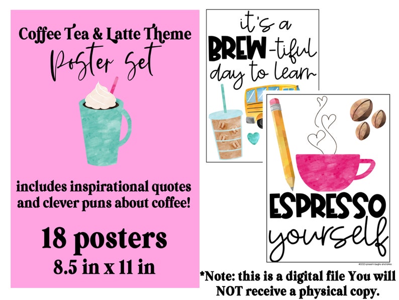 18 Coffee & Tea CLASSROOM POSTERS Learning Reading - Etsy