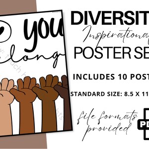 10 DIVERSITY Posters Poster Set Create an Inclusive, Welcoming and Kind ...