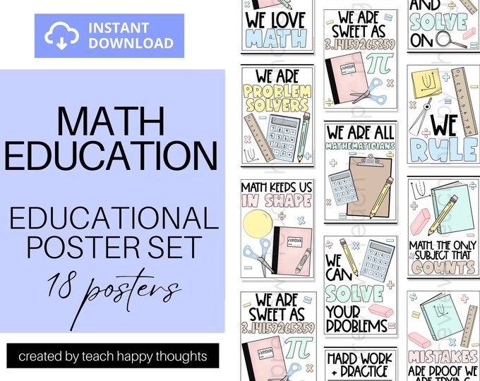 18 MATHS CLASSROOM POSTERS | Math Teacher Class Classroom Decor ...
