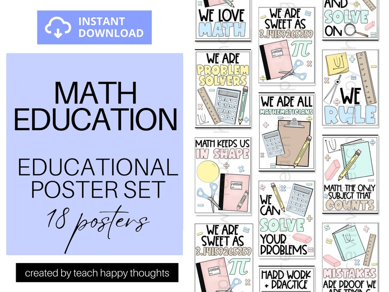 18 MATHS CLASSROOM POSTERS | Math Teacher Class Classroom Decor ...