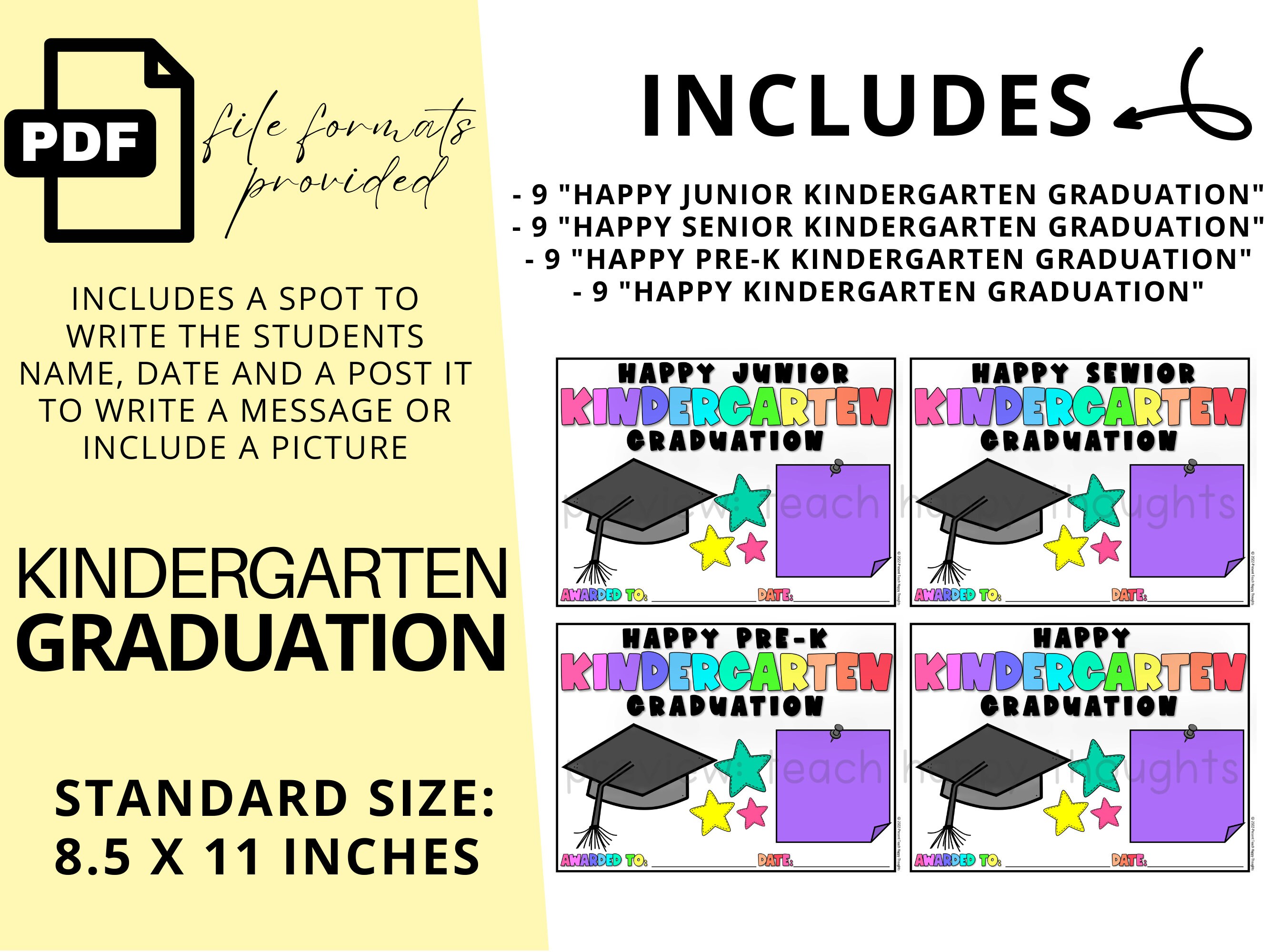 36 KINDERGARTEN Graduation Certificates Diplomas Awards End of Year ...