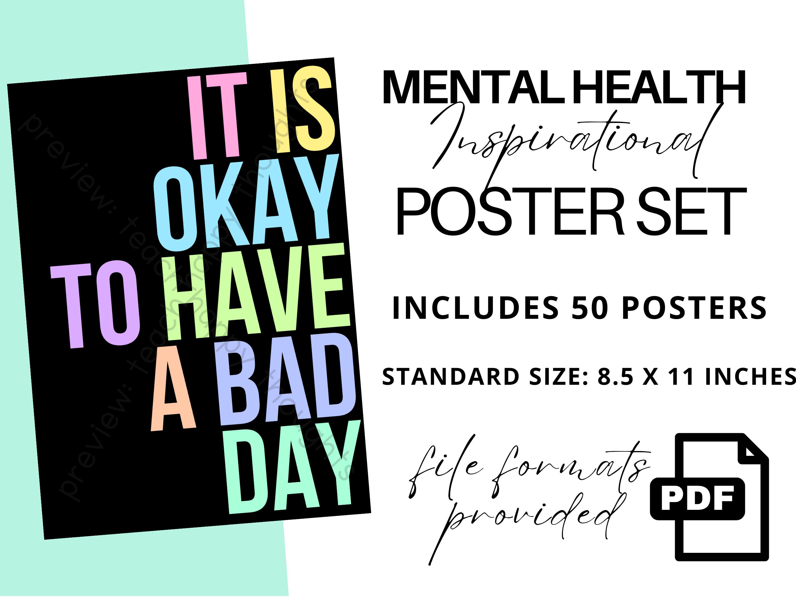 50 Bold Pastel Inspirational Mental Health, Mental Illness & Wellbeing ...