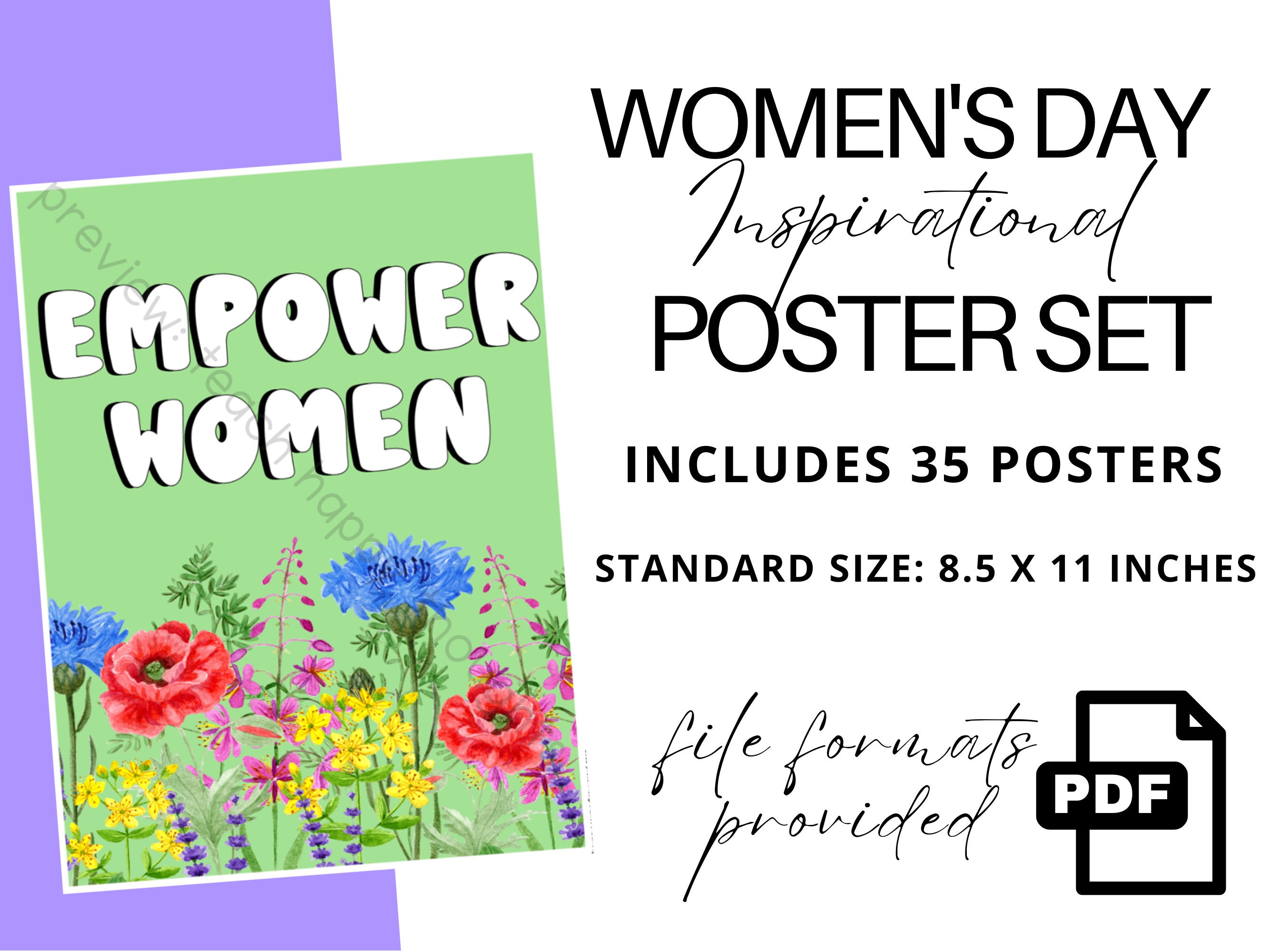 35 Classroom POSTERS Poster Set Feminism Women's Day Empowerment ...