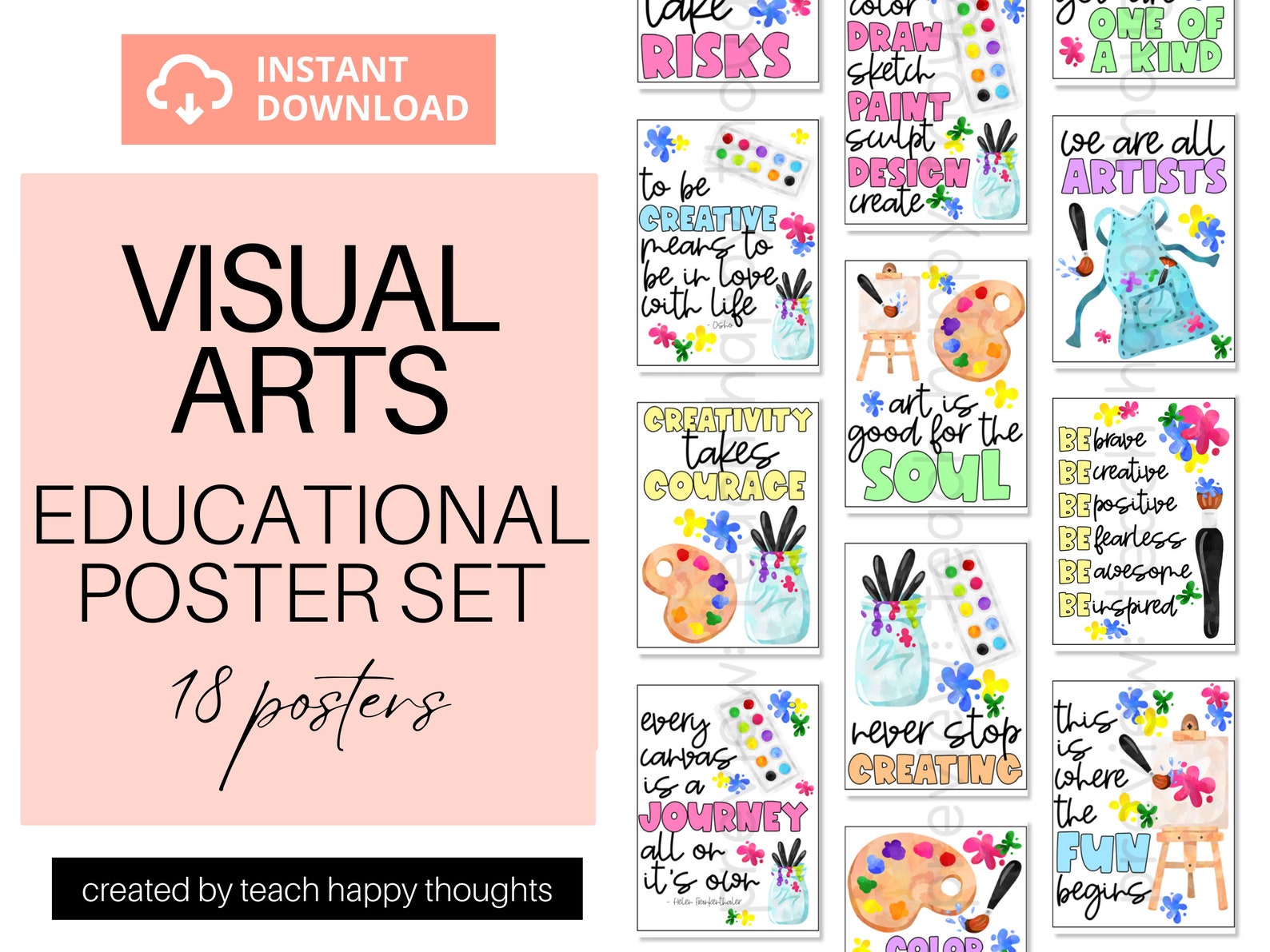 18 ART Teacher CLASSROOM POSTERS Poster Set | Art Painting Drawing ...