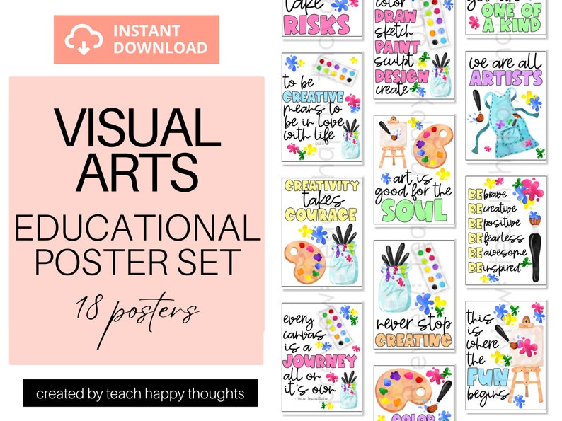 18 ART Teacher CLASSROOM POSTERS Poster Set | Art Painting Drawing ...