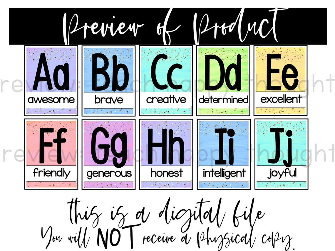 Positive Affirmation ALPHABET Posters With WORD WALL Circles - Etsy