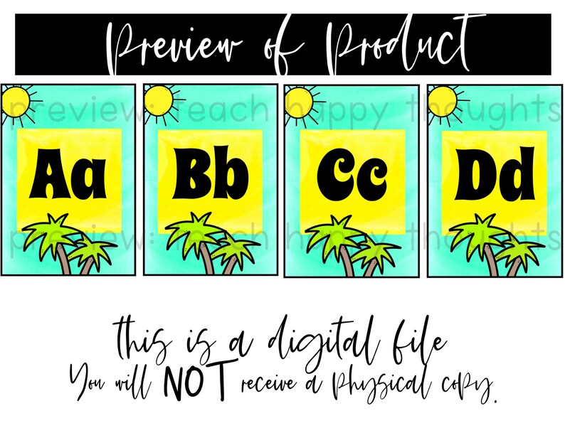 Tropical Sunshine Palm ALPHABET LETTER POSTERS 26 Clipart - Etsy