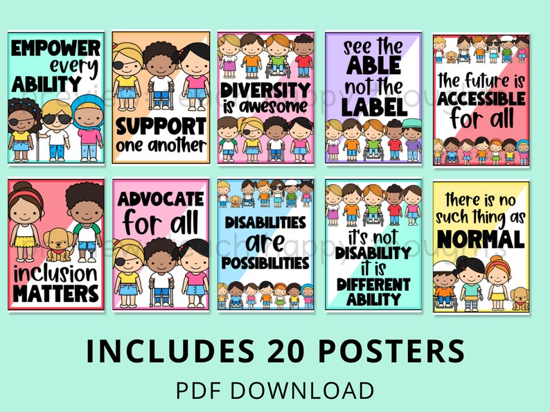 DISABILITIES & INCLUSIVITY Poster Set Posters Accepting Inclusive ...