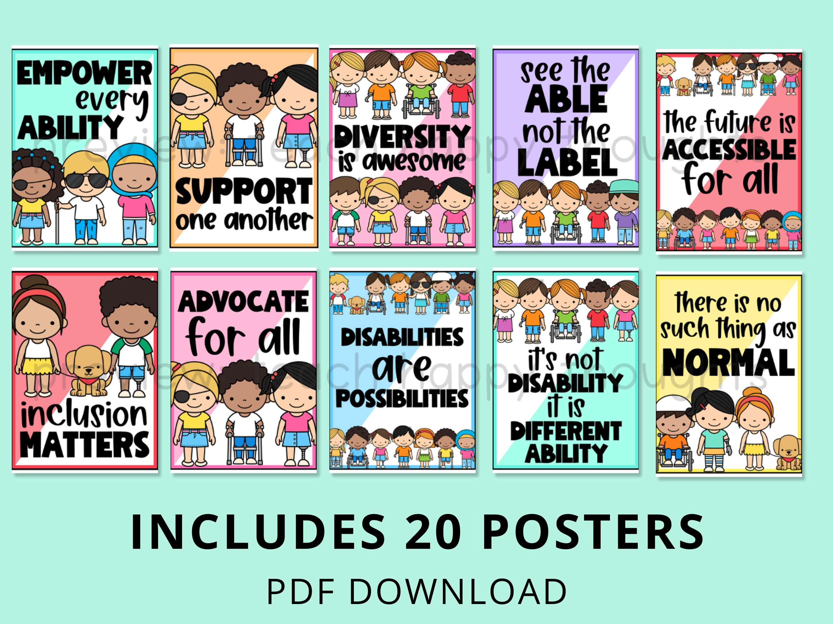 DISABILITIES & INCLUSIVITY Poster Set Posters Accepting Inclusive ...