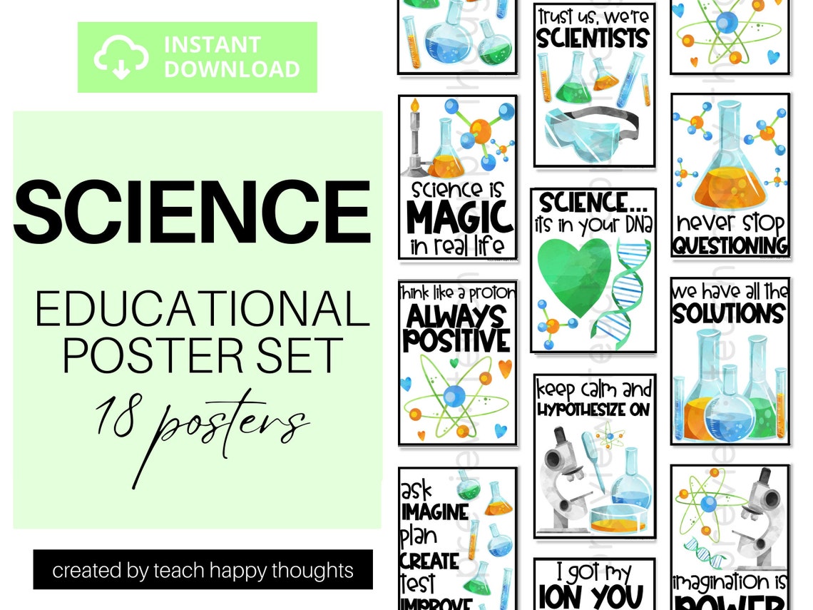 18 Science CLASSROOM POSTERS | Puns & Quotes | Positive Environment ...