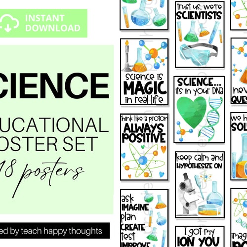 18 Science CLASSROOM POSTERS Puns & Quotes Positive - Etsy