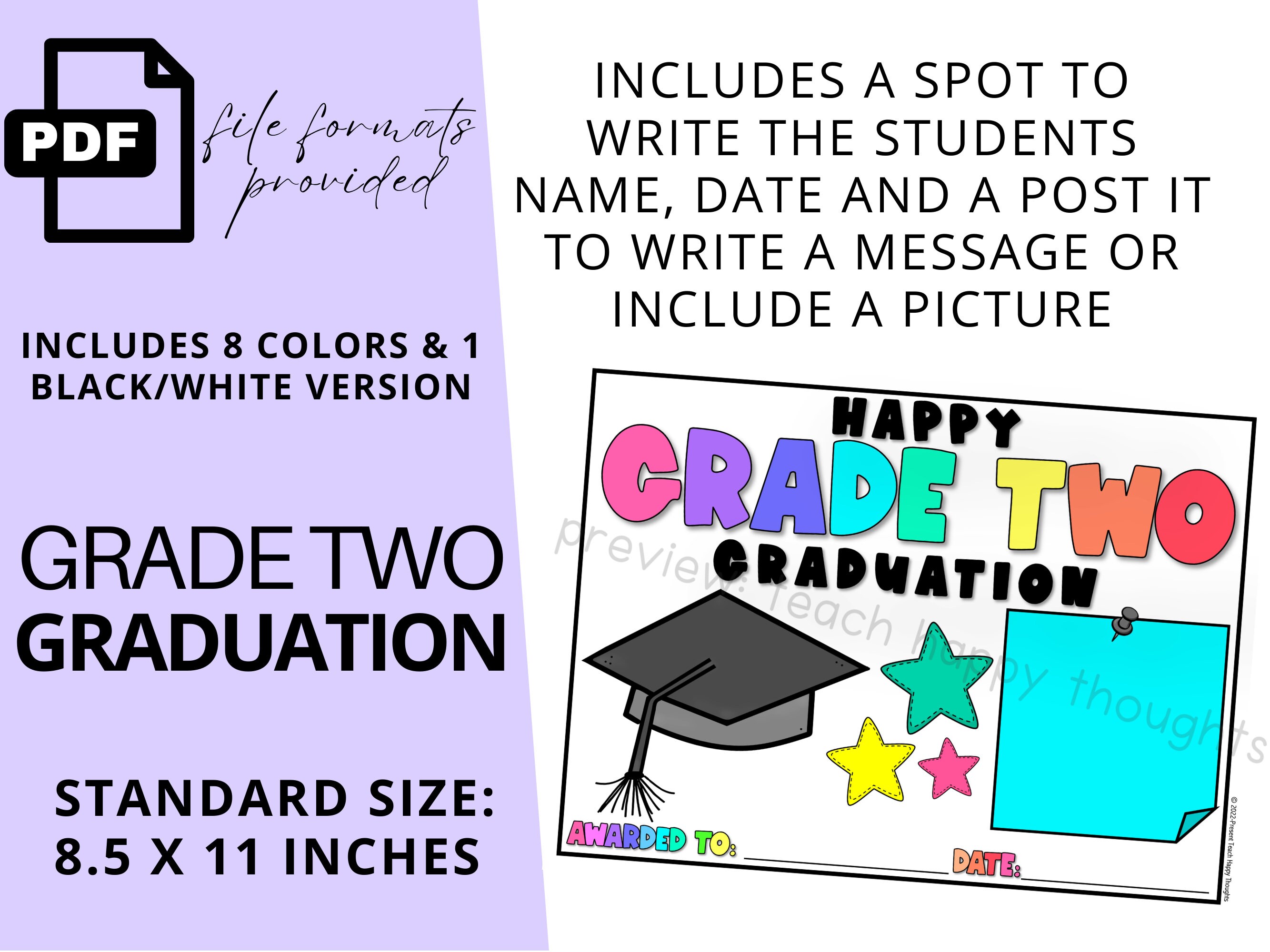 9 GRADE TWO Graduation Certificates Diplomas Awards | End of Year Party ...