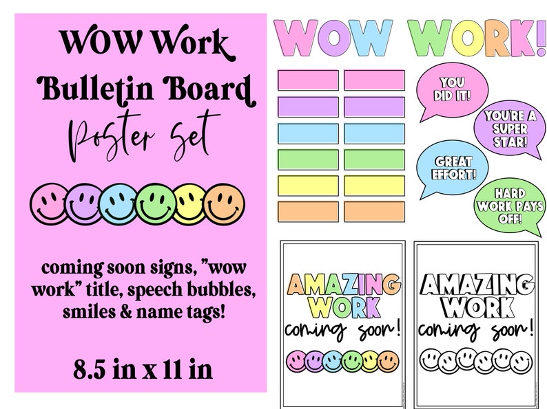 WOW WORK Amazing Work coming Soon Bulletin Board - Etsy