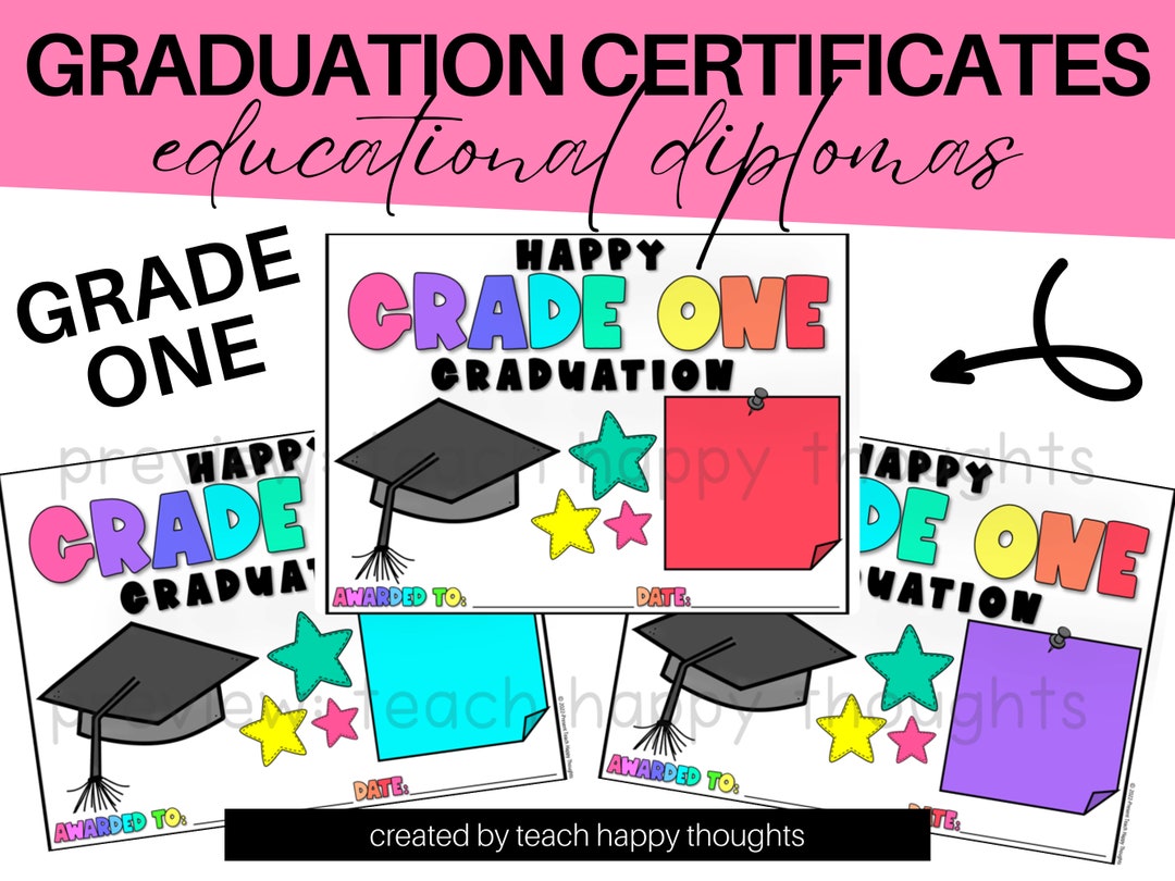 9 GRADE ONE Graduation Certificates Diplomas Awards | End of Year Party ...