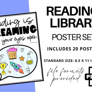 20 READING | LIBRARY | LITERACY Posters for Classroom, Kids Room or ...