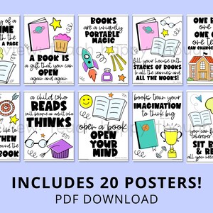 20 READING | LIBRARY | LITERACY Posters for Classroom, Kids Room or ...