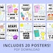 20 READING LIBRARY LITERACY Posters for Classroom Kids - Etsy