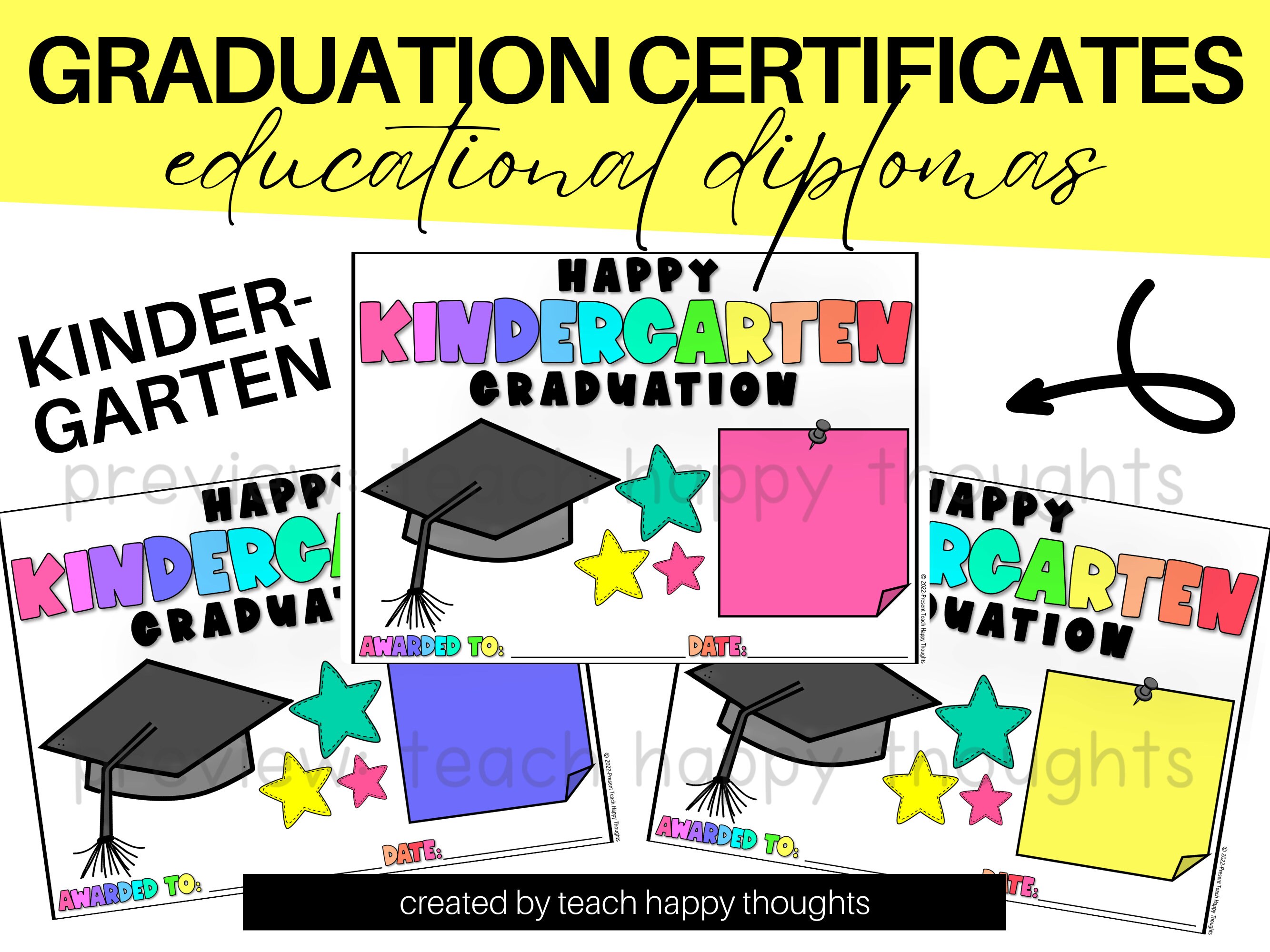 36 KINDERGARTEN Graduation Certificates Diplomas Awards End of Year ...