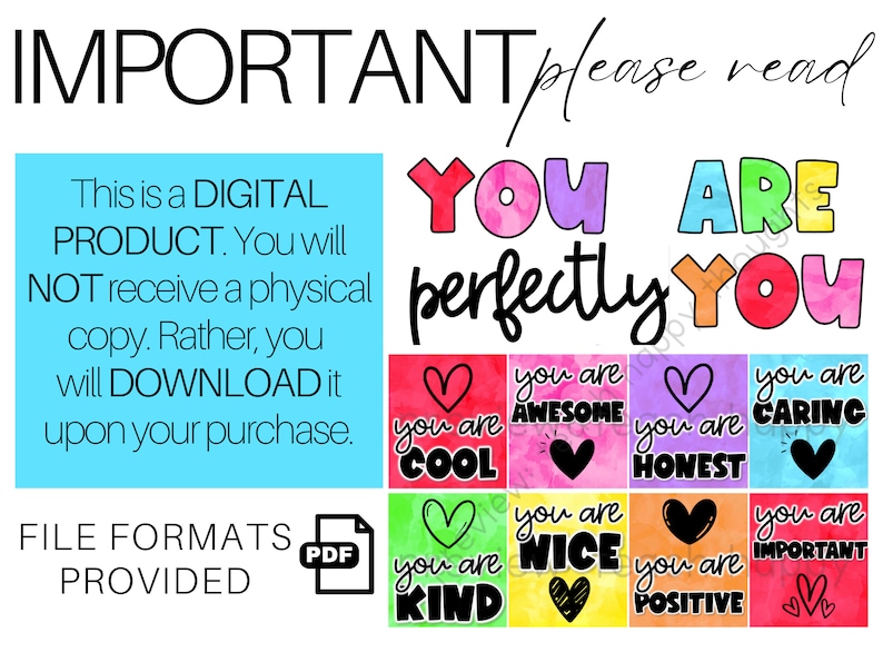 POSITIVE AFFIRMATION Bright Color Poster Bulletin Board Set | 22 ...