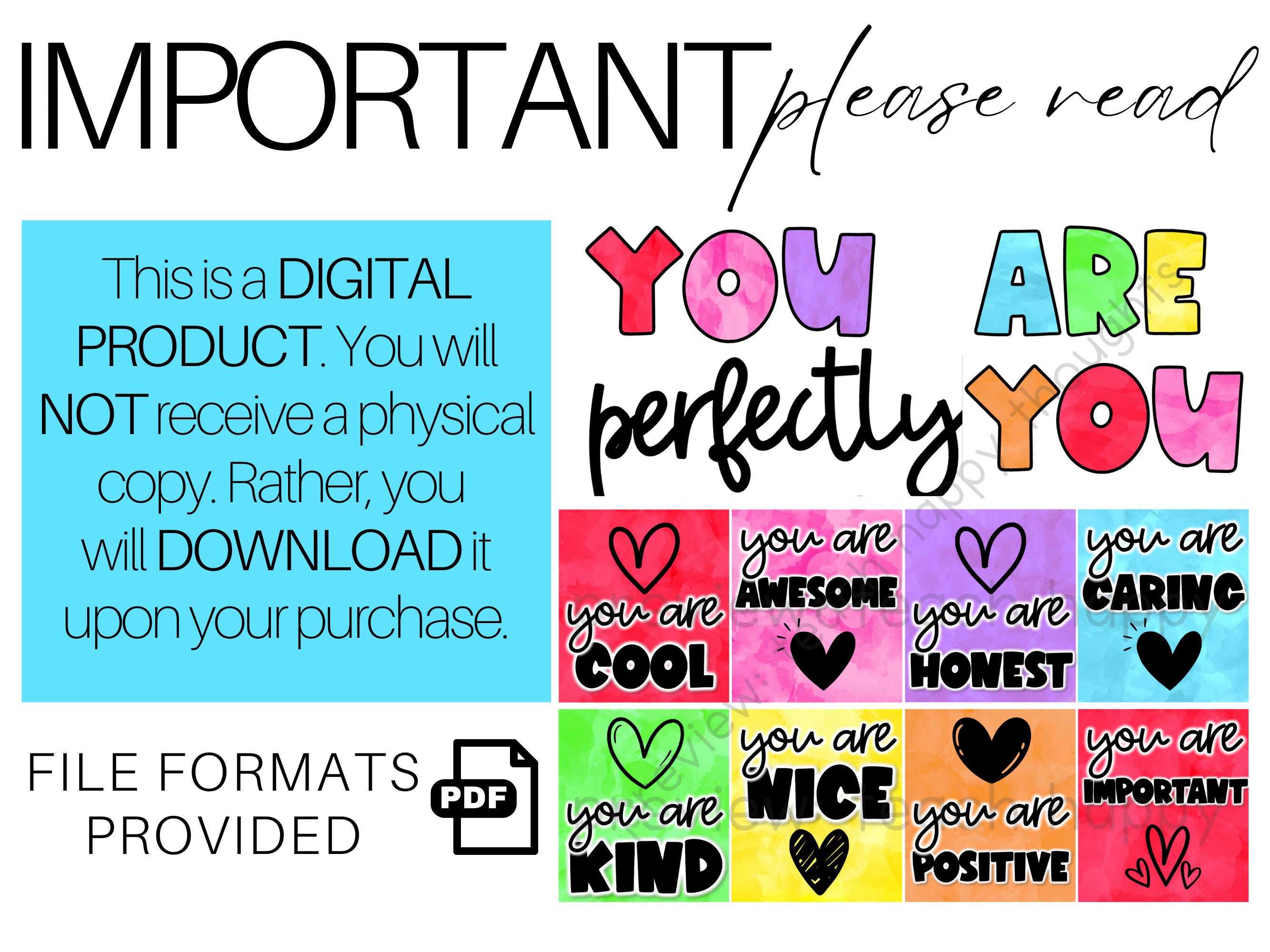 POSITIVE AFFIRMATION Bright Color Poster Bulletin Board Set | 22 ...