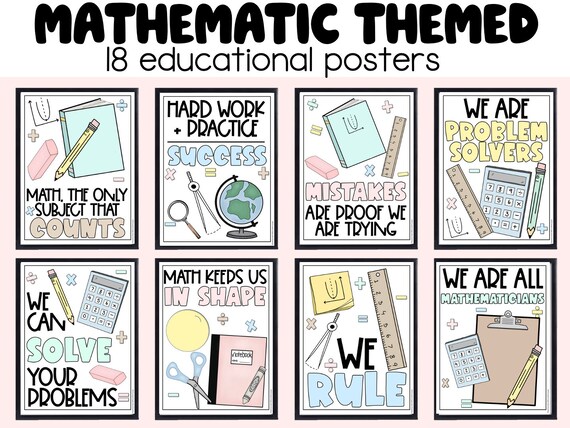 18 MATHS CLASSROOM POSTERS Math Teacher Class Classroom - Etsy