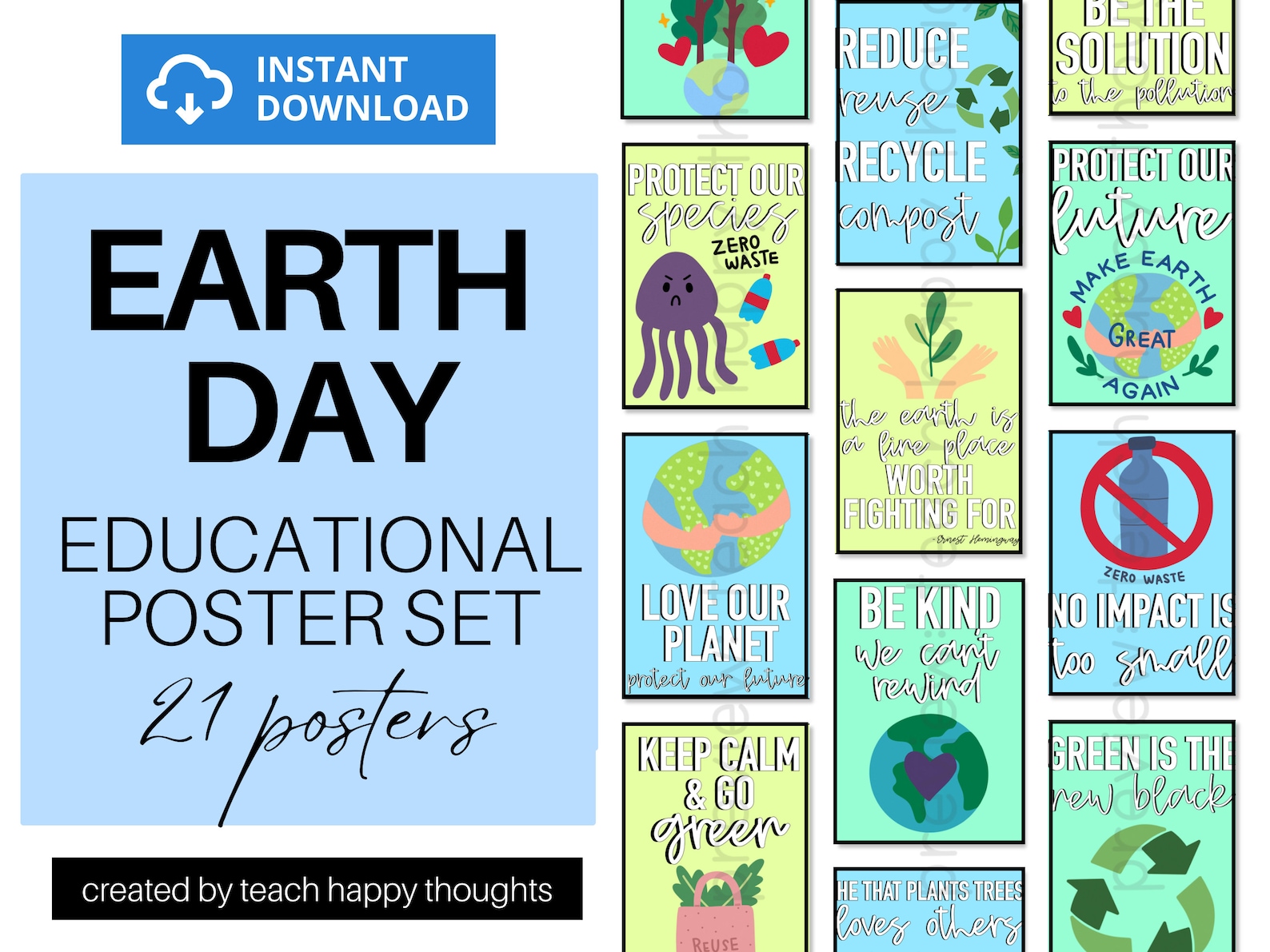 EARTH DAY POSTERS | Environment Climate 20 Class School Poster Set ...