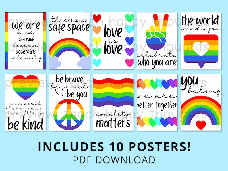 Equality LGBTQ Posters Poster Set Inclusive Welcoming - Etsy