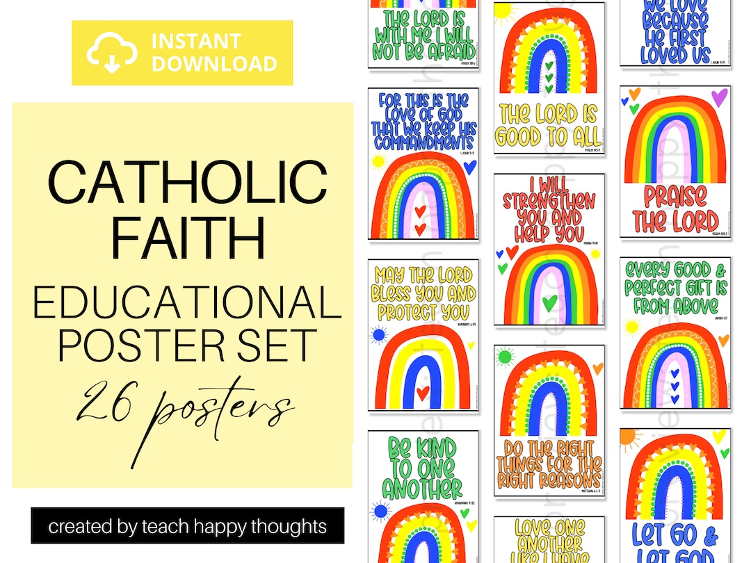 26 POSTERS Faith Christian Catholic Inspirational Religion PRIMARY ...