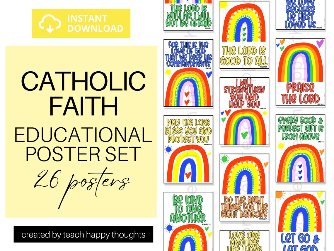 26 POSTERS Faith Christian Catholic Inspirational Religion PRIMARY ...