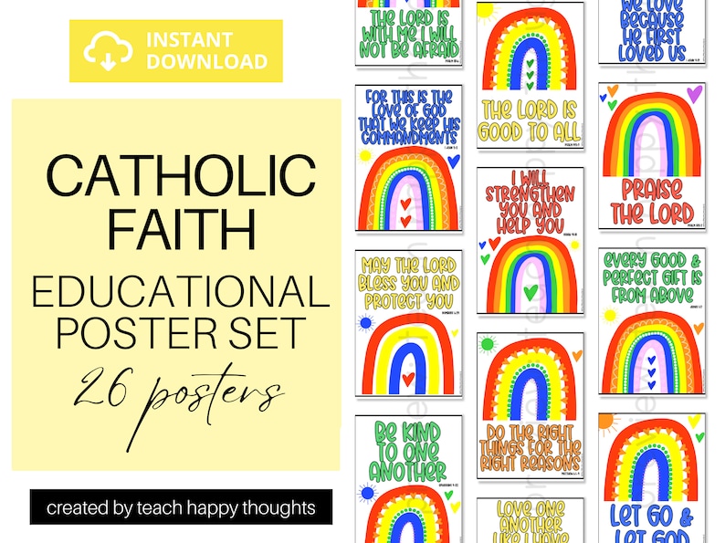 26 POSTERS Faith Christian Catholic Inspirational Religion PRIMARY ...