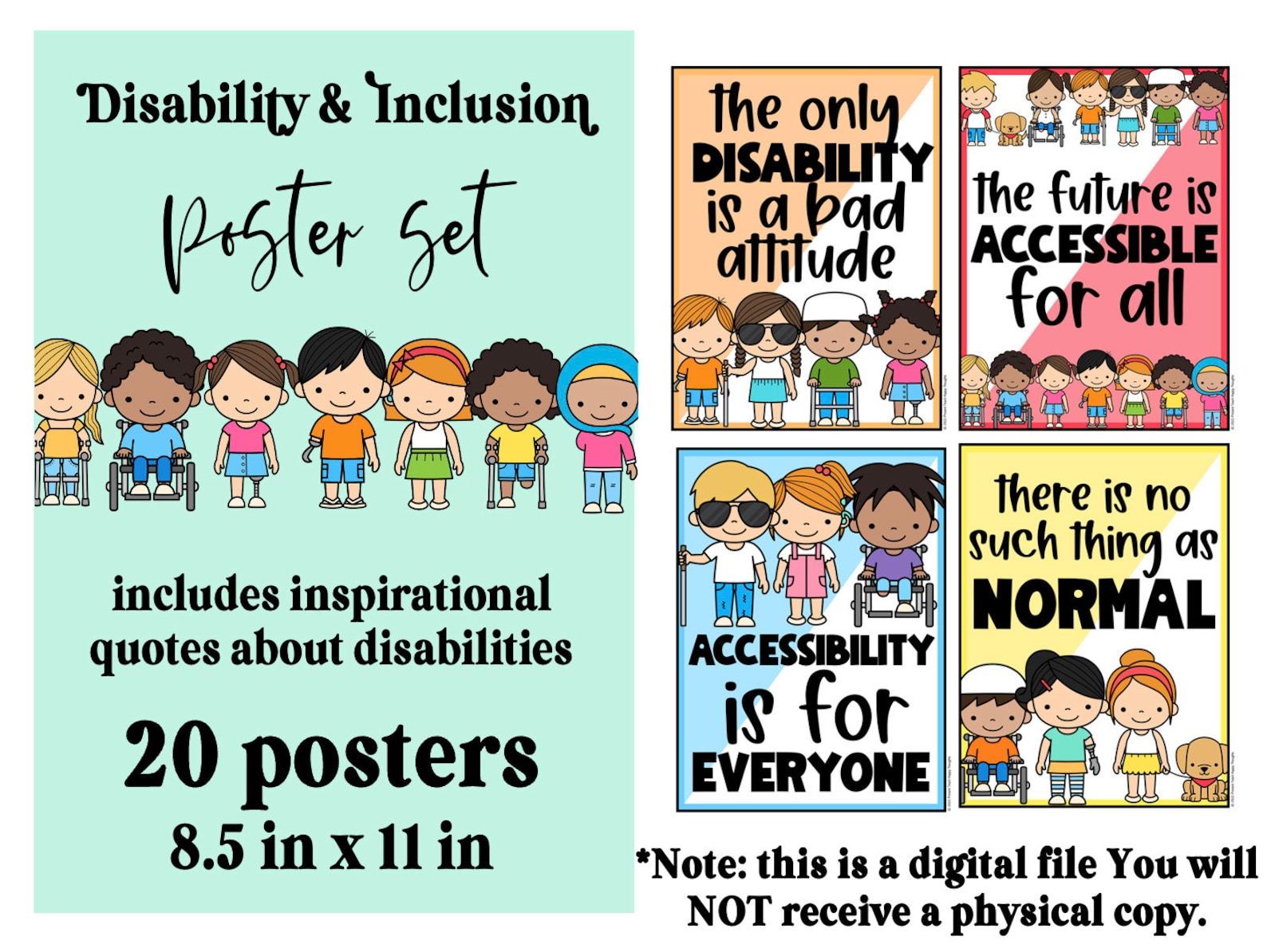 DISABILITIES & INCLUSIVITY Poster Set Posters Accepting - Etsy
