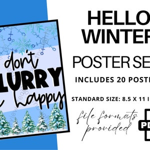 Winter Snow Ice Christmas December January POSTERS Poster Set ...