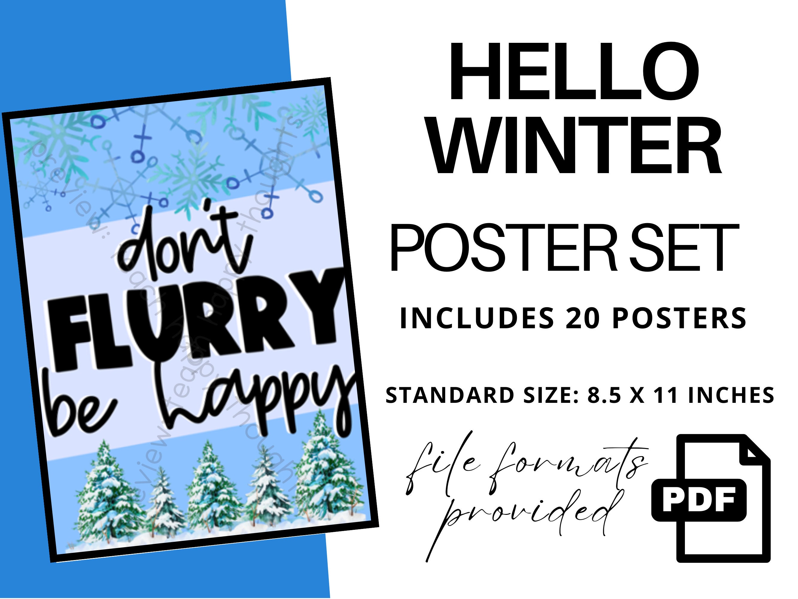Winter Snow Ice Christmas December January POSTERS Poster Set ...