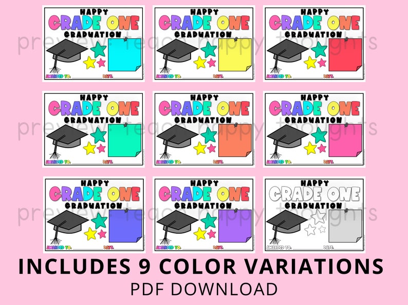 9 GRADE ONE Graduation Certificates Diplomas Awards | End of Year Party ...