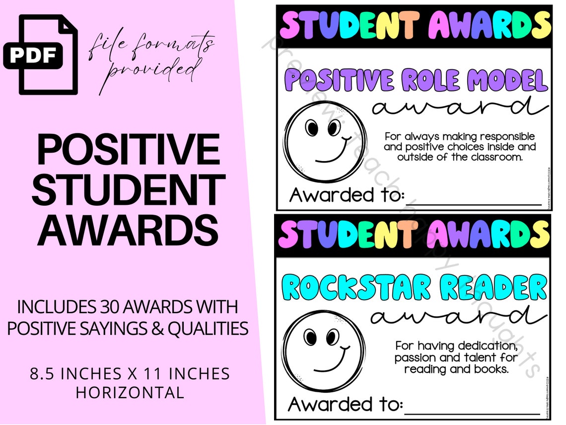 Bright and Positive & Kind Awards for Students/children | End of Year ...