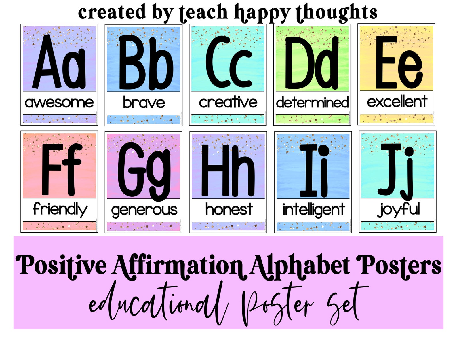 Positive Affirmation ALPHABET Posters With WORD WALL Circles - Etsy