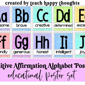 Positive Affirmation ALPHABET Posters With WORD WALL Circles - Etsy