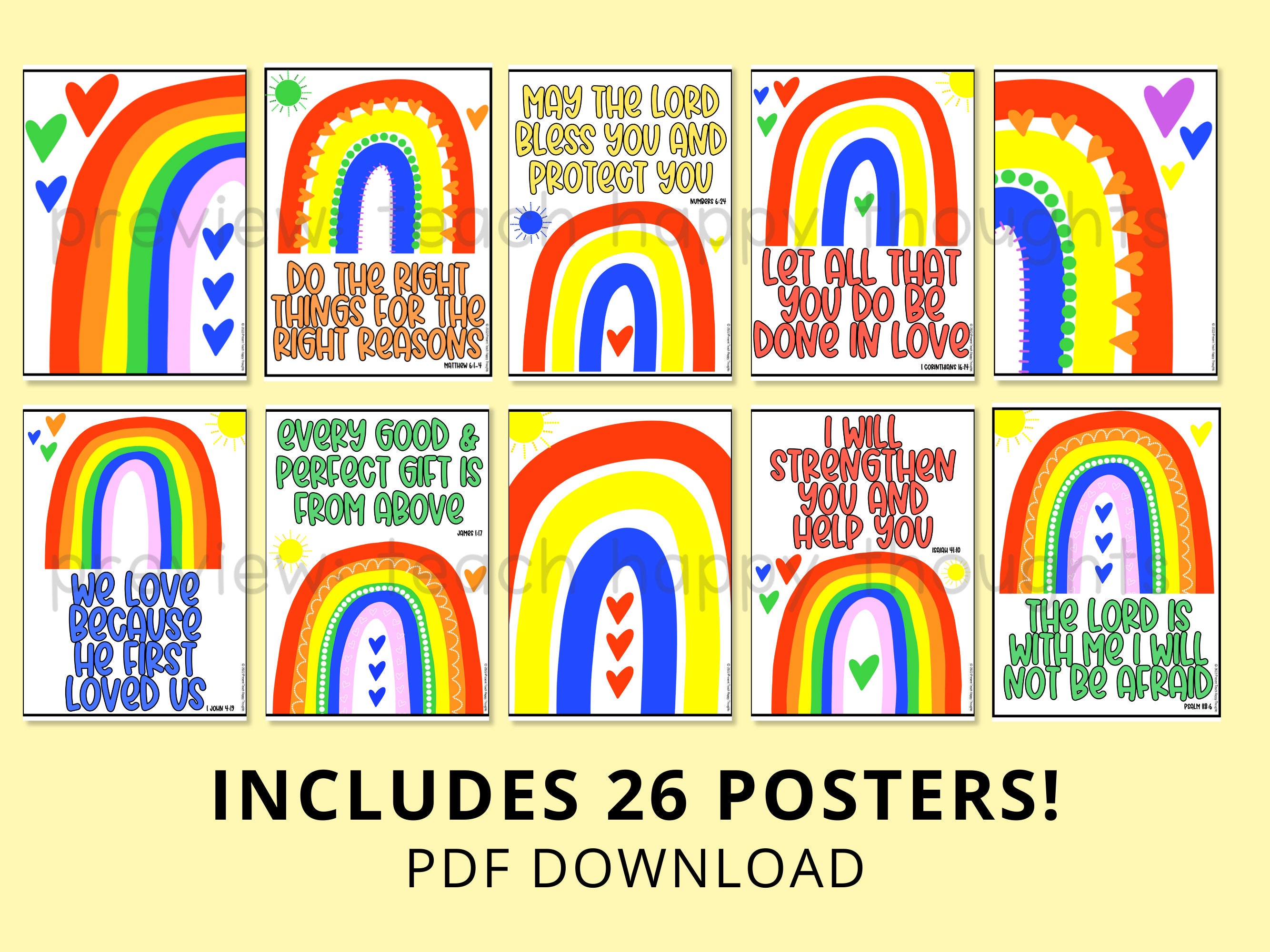 26 POSTERS Faith Christian Catholic Inspirational Religion PRIMARY ...