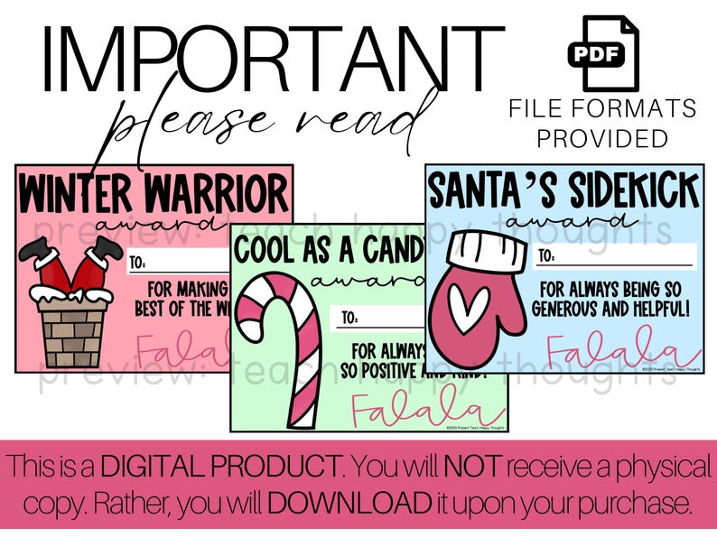 CHRISTMAS CHEER Holiday Santa Awards | 30 Pre-made Certificates | No ...