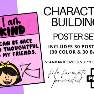 Character Building/traits 30 Classroom Expectation Posters Color and B ...