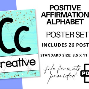 Positive Affirmation ALPHABET Posters With WORD WALL Circles ...